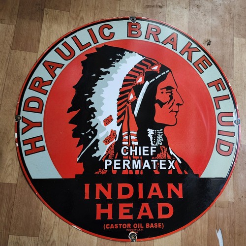 INDIAN HEAD PORCELAIN ENAMEL SIGN 30 INCHES ROUND | eBay