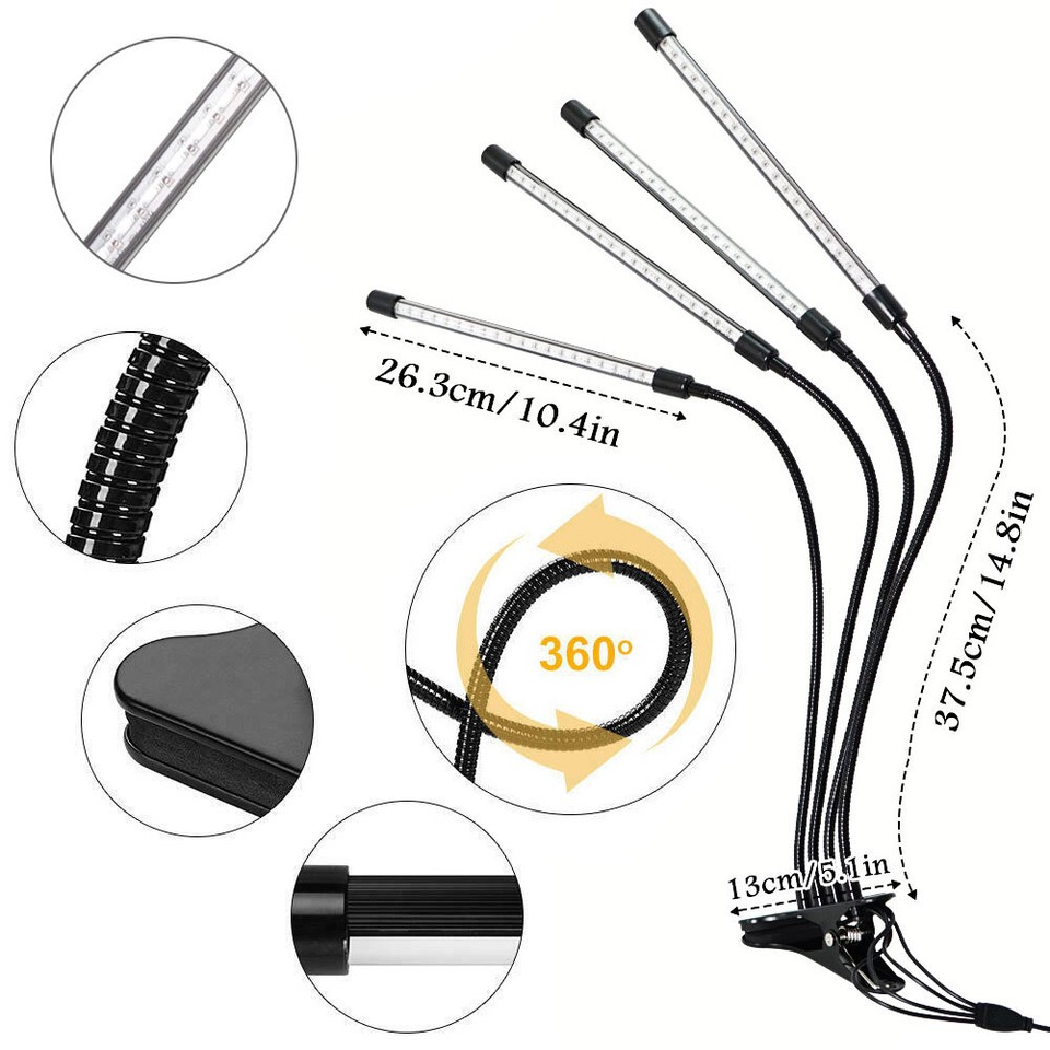 4 Heads LED Grow Light Plant Growing Lamp Light for Indoor Plants Full ...