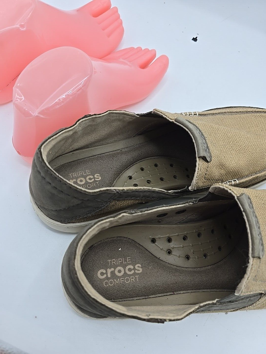 Crocs Walu Luxe 203473 Brown Canvas Slip On Loafer Casual Shoes Men's ...