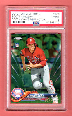 SCOTT KINGERY 2018 TOPPS CHROME GREEN WAVE REFRACTOR RC SP # / 99 PSA 9 ...
