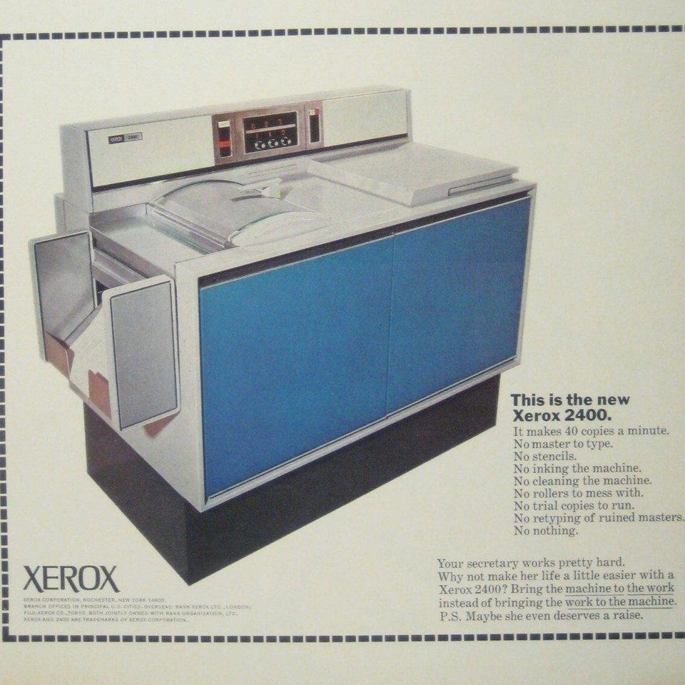 Xerox 2400 Vintage 1966 Advertising Print Ad For Office Secretaries | eBay