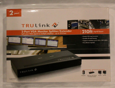 BRAND NEW - TruLink 2-Port VGA Monitor Splitter/Extender 210ft-Model ...