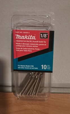 Makita #193452-3, 1/8" Industrial Cut-Out Drywall Guide Tip Bit, 10 ...