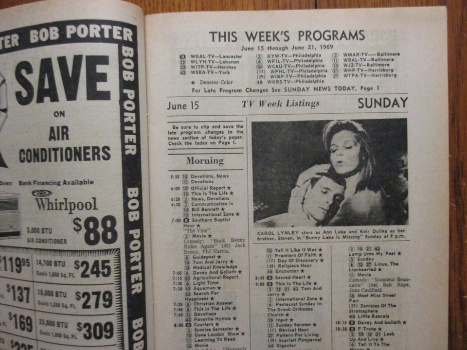 June 15, 1969 Lancaster Pa TV Magaz(ROBIN STRASSER/TOM JENNINGS/IT ...
