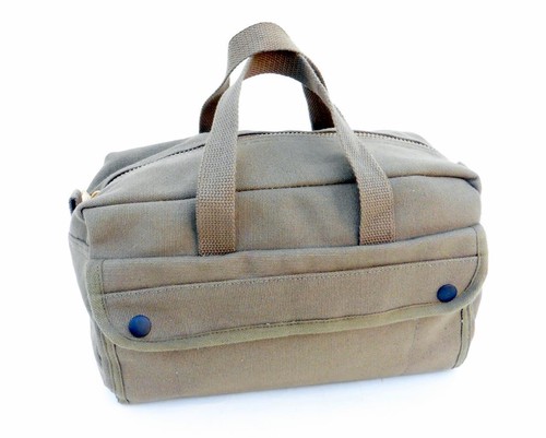 11-Inch Wide Mouth Tool Bag Heavy Duty MECHANICS Carvas Hard Base Carry ...