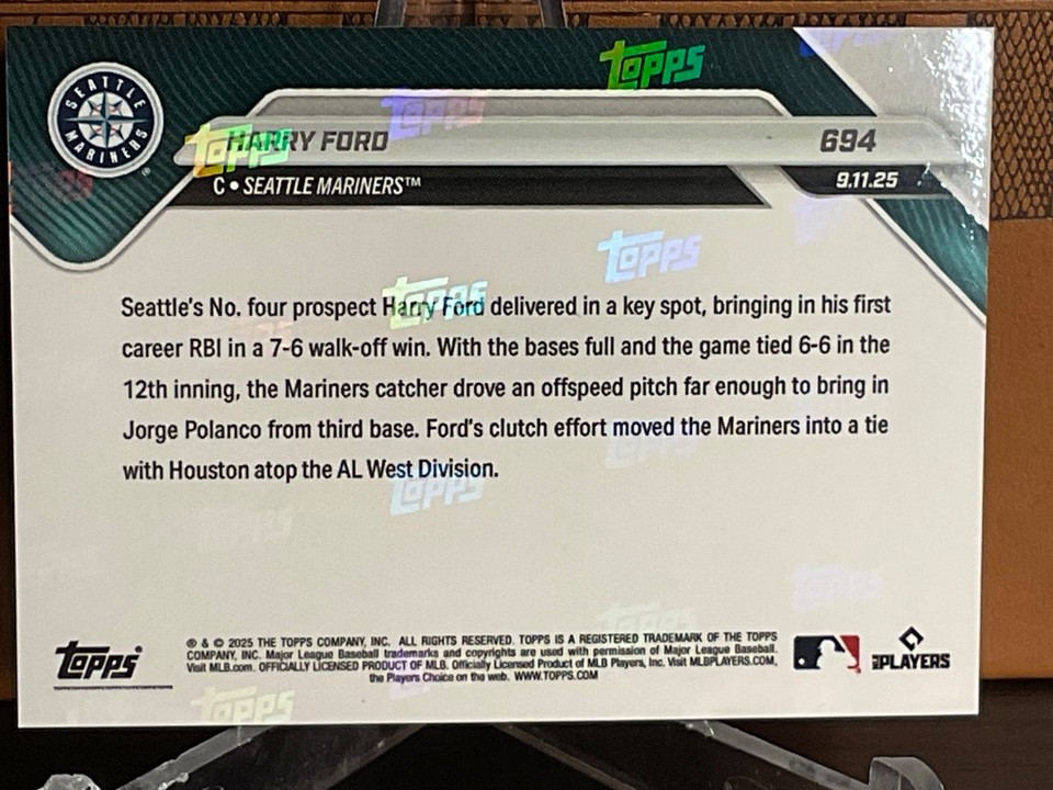 Harry Ford, Seattle Mariners #4 Prospect - 2025 Topps Now…Gold Foil ...