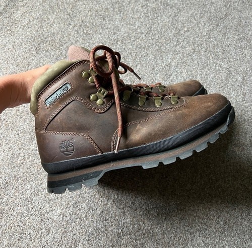 Timberland Euro Hiker Brown Leather Hiking Ankle Boots 95100 Men's Size ...
