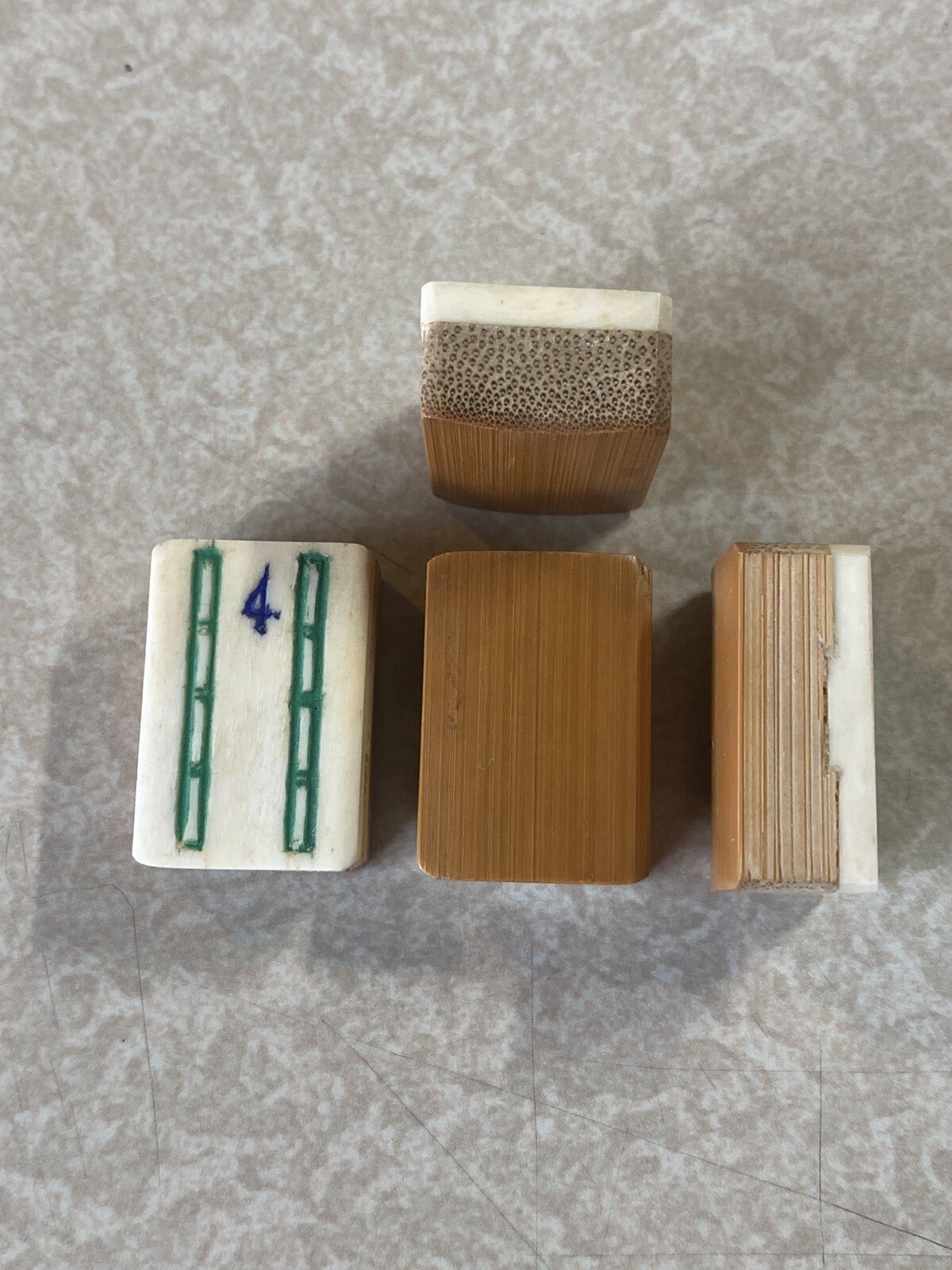 Vintage Mahjong Tiles: Bone & Bamboo: 1 Replacement Tile (4 Bamboo) | eBay