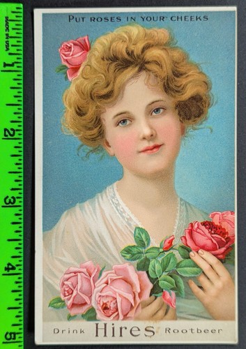 Antique 1880's Hires Rootbeer Soda Beverage Woman Trade Card | eBay