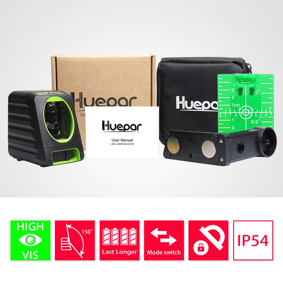 Huepar Self-leveling Laser Level Box-1G Green Cross Line + Tripod-Mini ...