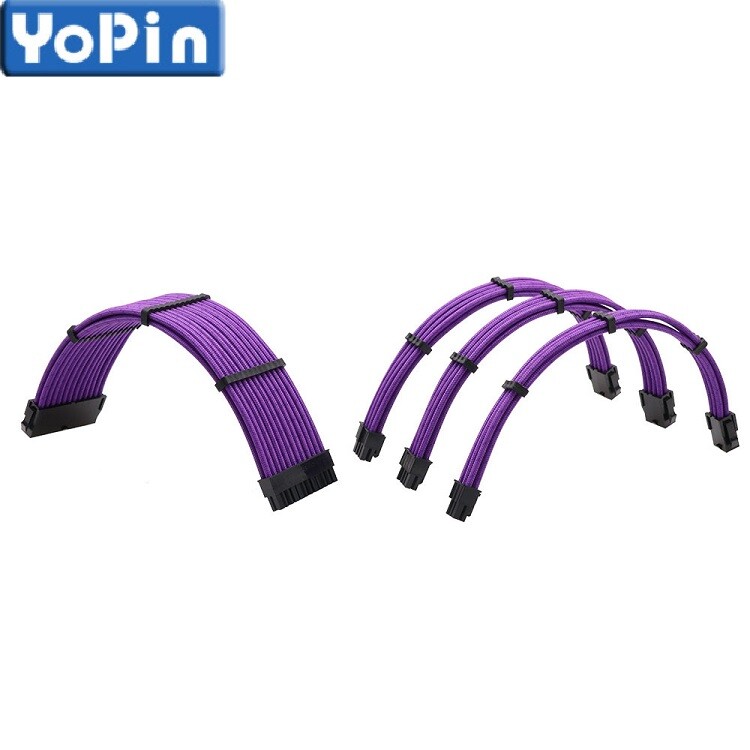 Braided ATX Sleeved Extension Cable for Power Supply 24Pin 6Pin 8Pin 4 ...