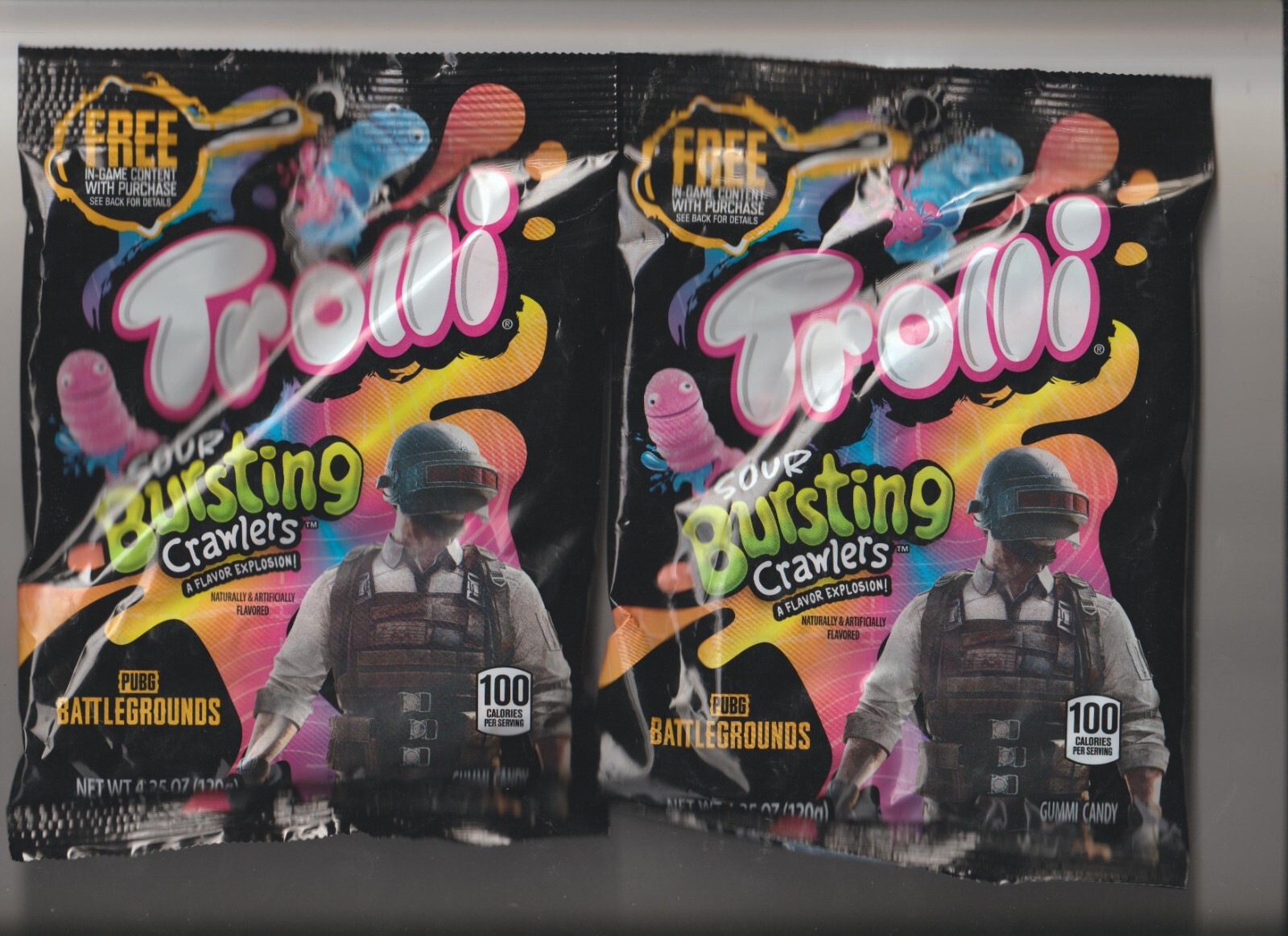 Trolli ~ Sour Bursting Crawlers Gummi Worms ~4.25oz Bag x 2 PubG ...