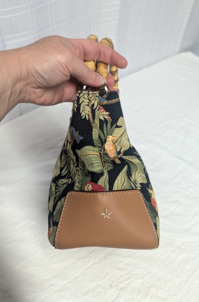 Relic Tropical Print Handbag Purse Bamboo Handles Crossbody Strap Black ...