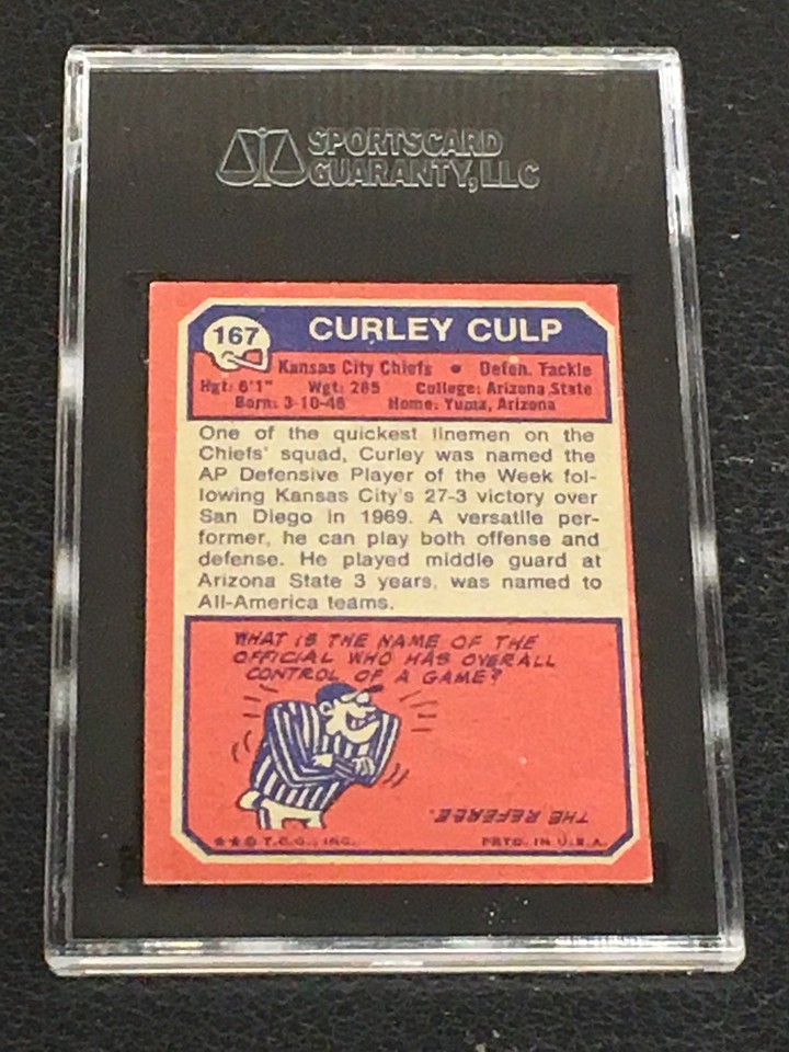 HOF CURLEY CULP 1973 TOPPS ROOKIE SIGNED AUTOGRAPHED CARD #167 SGC ...