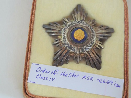 Romania--RSR Order of the Star Class IV in box w/award document ...