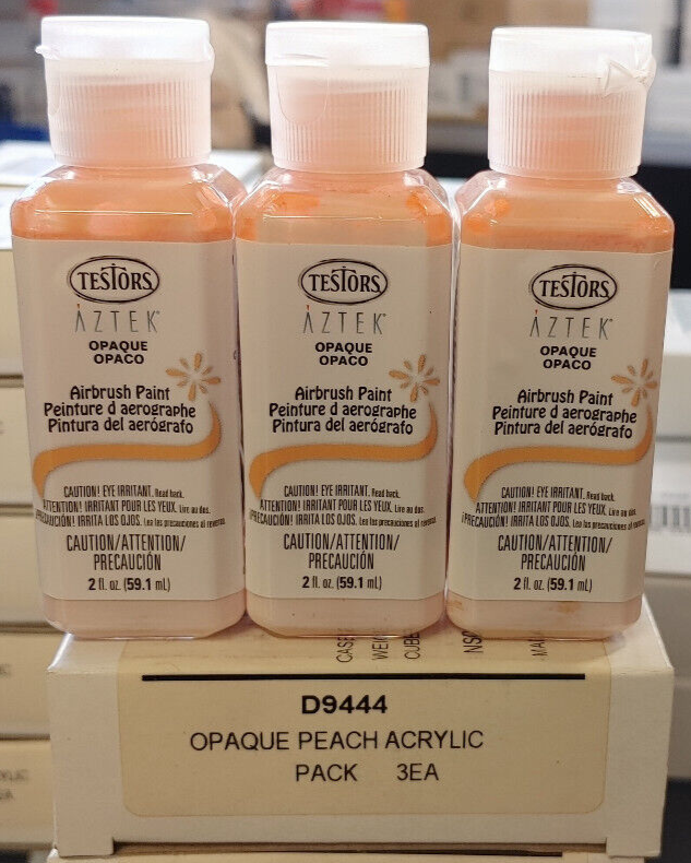 TESTORS AZTEK ACRYLIC PAINT #9444 OPAQUE PEACH 3 NEW BOTTLES | eBay