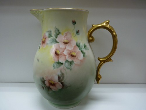 Furstenberg West Germany Floral Pattern Pitcher with Gold Tone Handle ...