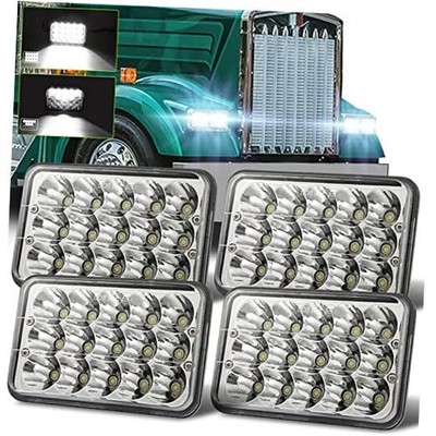 4x6 Inch LED Lights 4PCS High Low Sealed Beam Rectangular 4x6 LED ...