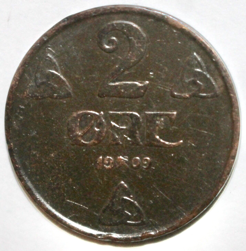 Norwegian 2 Øre Coin 1909 KM# 371 Norway King Haakon VII Two Ore - 520K ...