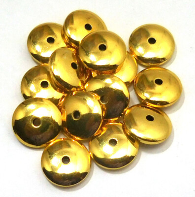 50 Pcs 10X5mm Saucer Bead 18k Gold Plated Button bead ve-4 | eBay