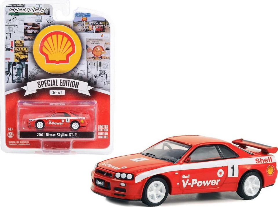 2001 Nissan Skyline GT-R (R34) #1 Red with White Stripes Shell Racing ...