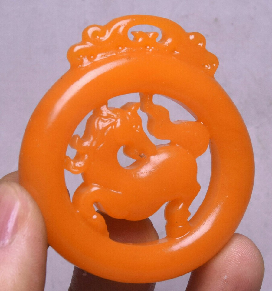 5CM Chinese Natural Red Jade Carving Dynasty Fengshui Animal Horse ...