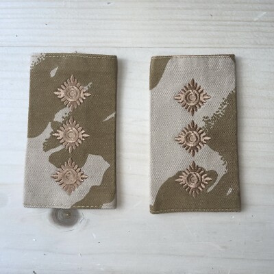 Pair of Official Desert DPM British Army / Military Rank Slides ...