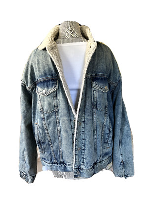 DIVIDED by H&M Faux-Shearling lined Men's Denim Jean Jacket - Size ...