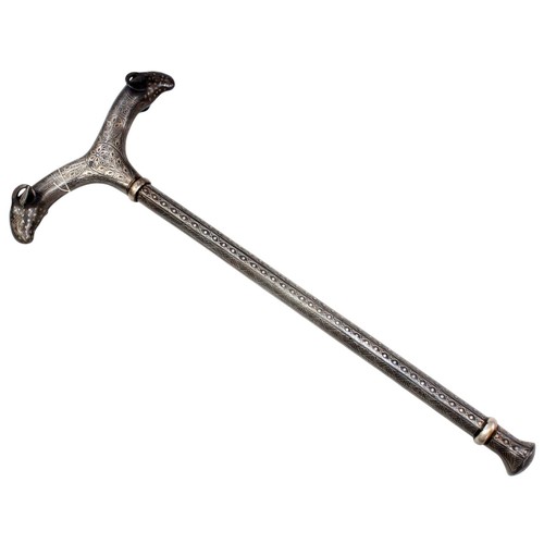 Steel Stick Yoga Hand Stand Meditation Ram Sheep Silver Wire Koftgari ...