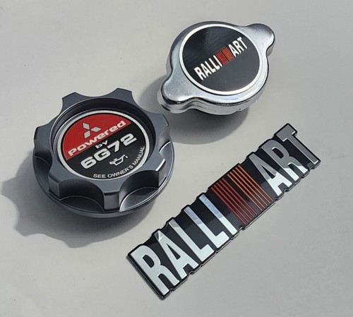 GUNMETAL OIL CAP + RADIATOR CAP FOR MITSUBISHI RALLIART 6G72 3000GT ...