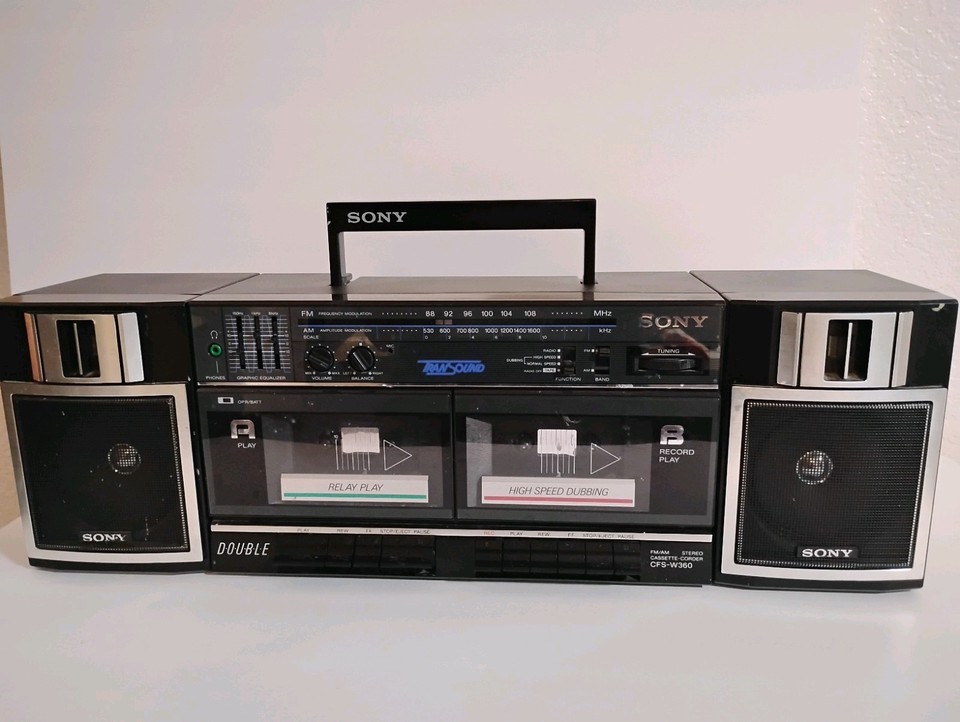 Vintage SONY CFS-W360 FM/AM Stereo Dual Cassette Boombox w/ Detachable ...