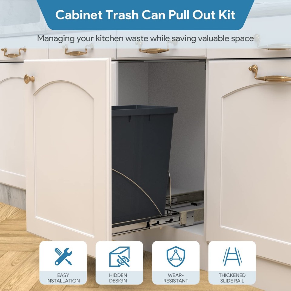 Pull Out Trash Can Under Cabinet,Cabinet Garbage Can Pull Out Kit with ...