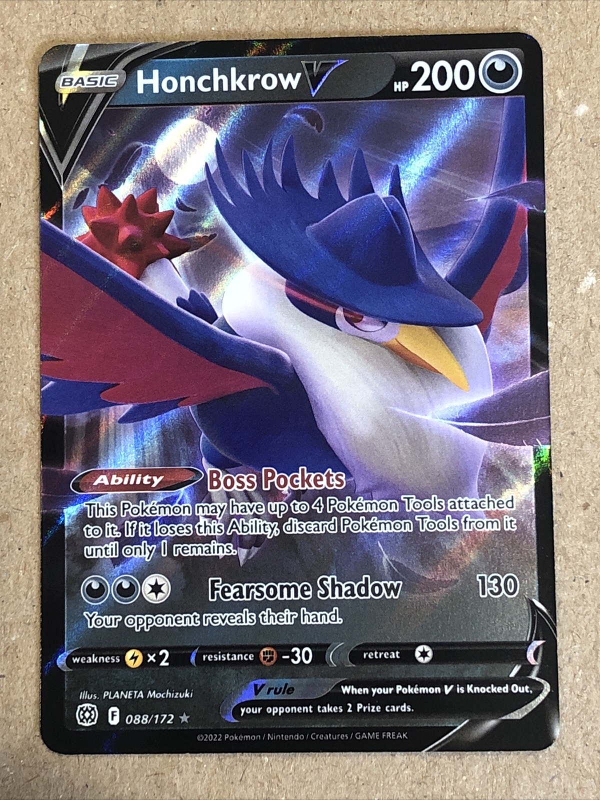 Pokémon Honchkrow V - 88/172 - Ultra Rare Holo Card Brilliant Stars | eBay