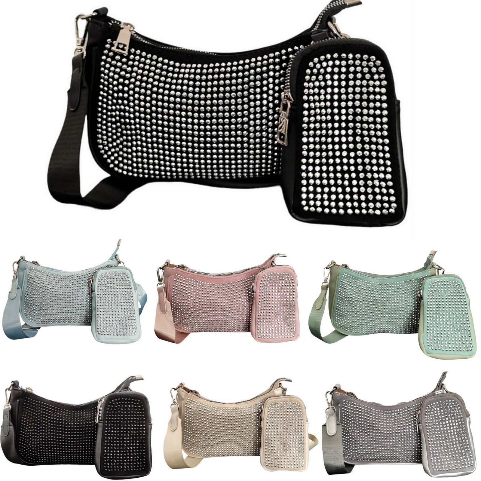 Umhängetasche Crossbody Bag Strass Handtasche Set Damentasche ...