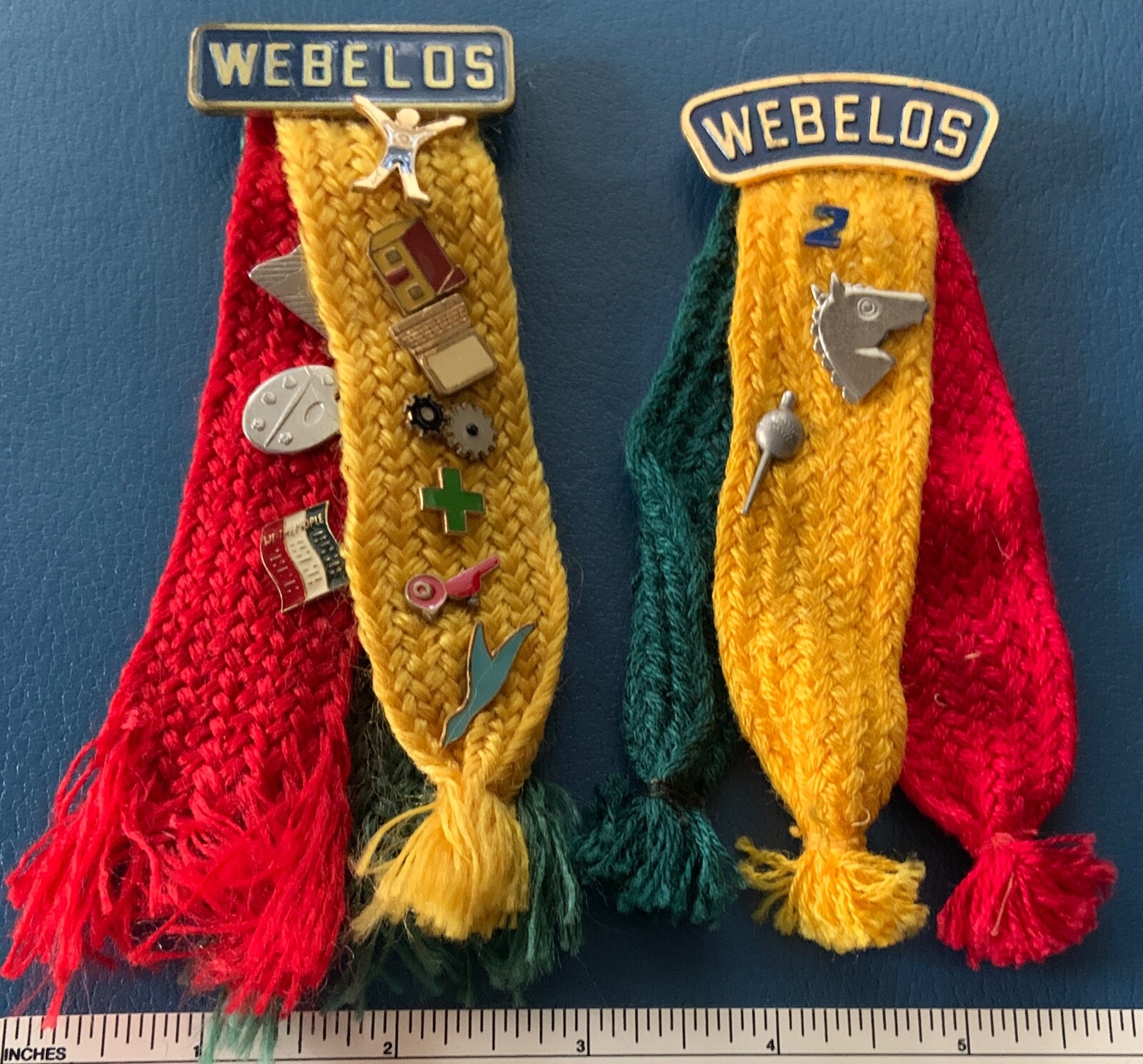 2 Vintage WEBELOS Tri Color Shoulder RIBBONS Boy Cub Scout Badge ...