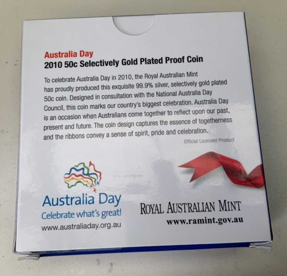 AUSTRALIAN PROOF: 2010 50 CENT AUSTRALIA DAY GOLD PLATED COLOURED COIN #BB2 | eBay