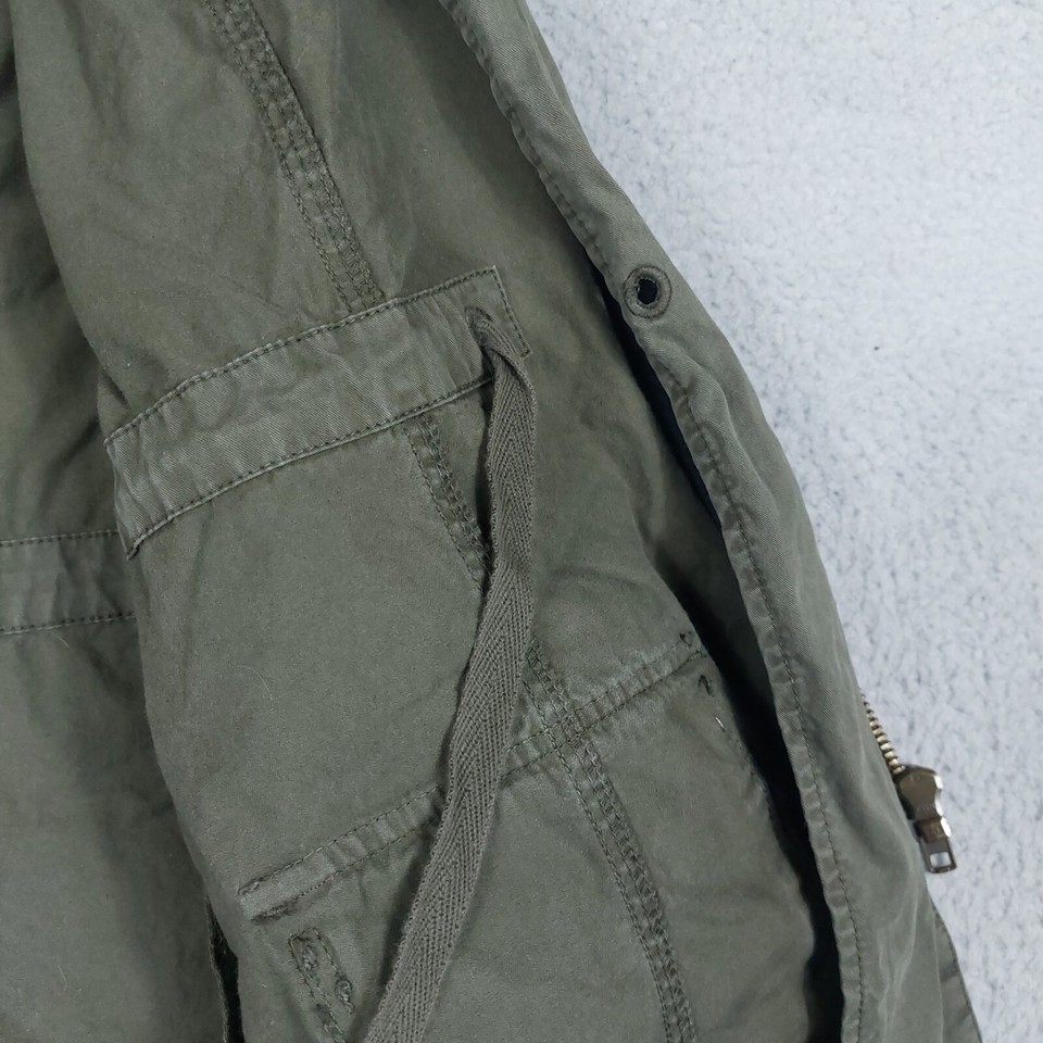 Halogen Utility Jacket Women XS Green Hooded Mid-Length Pockets ...