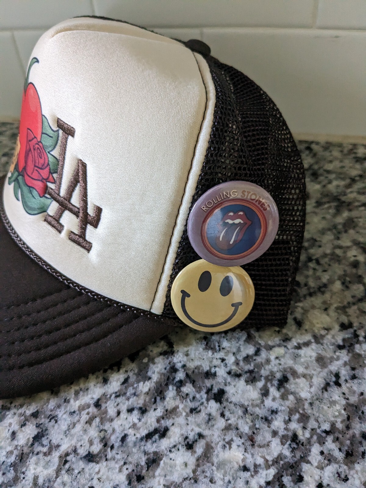 LOS ANGELES LA BROWN HAT 5 PANEL HIGH CROWN TRUCKER SNAPBACK Tattoo ...