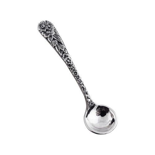 2 Sterling Silver Floral Daisy Salt Spoon or Mustard Spoon, Polished ...