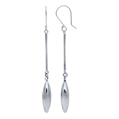 Sterling Silver Drop Earrings with Oval Puff Bead | eBay