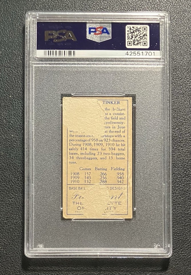 T205 Gold Border Joe Tinker PSA 1 Piedmont Cubs NO CREASES | eBay