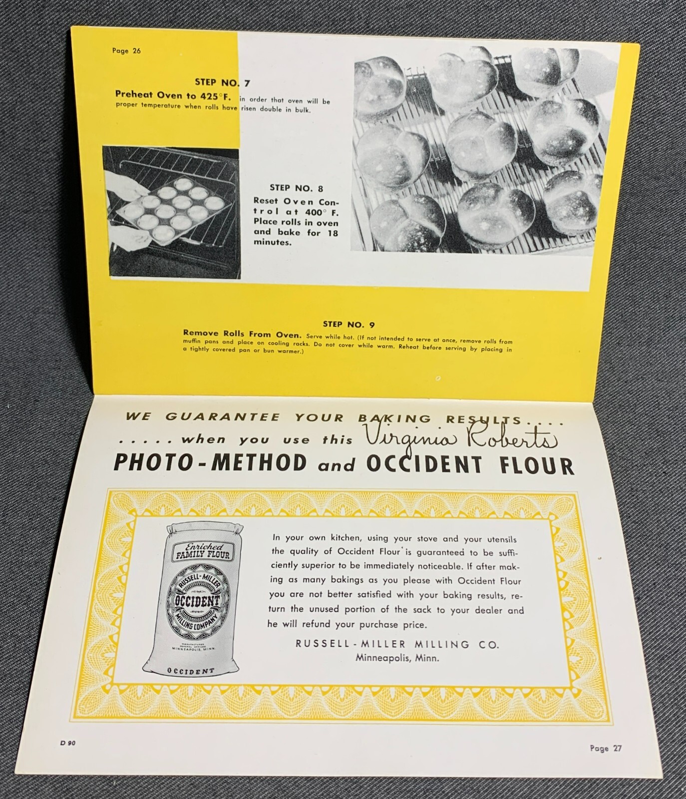 The Photo Method for Rolls Roberts Cookbook Recipes Occident Flour ...