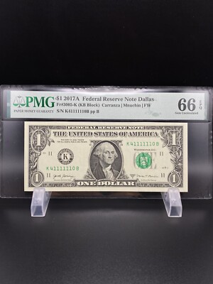 2017 A - $ 1 Dollar bill Low Number. Grade 66 BY PMG, | eBay