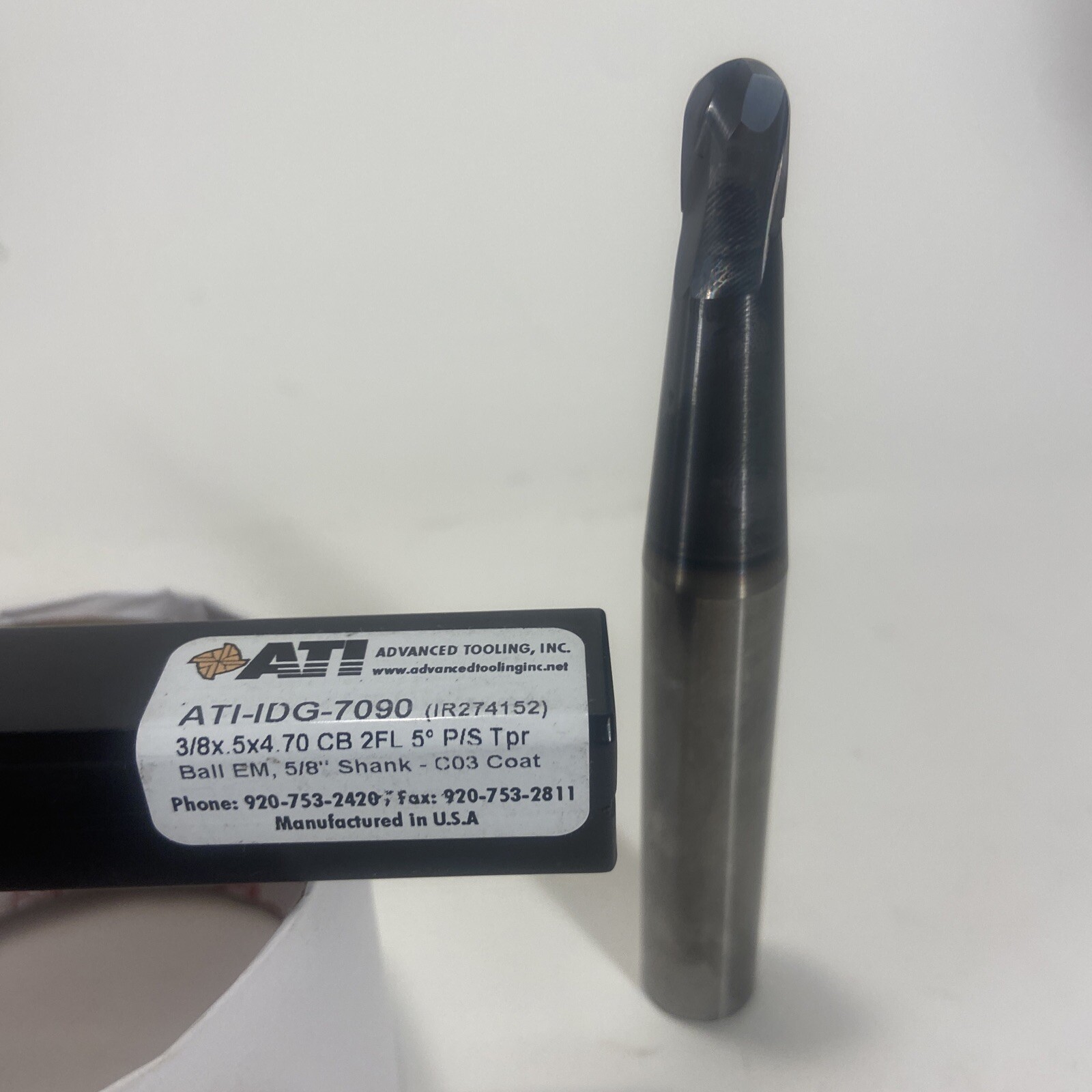 Advanced Tooling Ball End Mill ATI-IDG-7090 5/8” Shank 3/8”x0.5”x4.70 ...