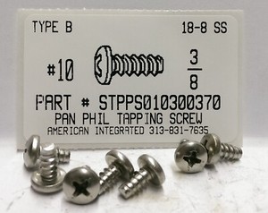 #10x3/8 Pan Head Phillips Tapping Screws Type B Stainless Steel (30) | eBay