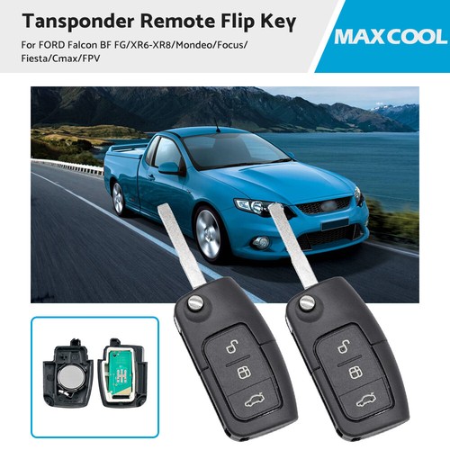 2x Transponder Remote Flip Key for Ford BF FG Falcon Territory Mondeo ...