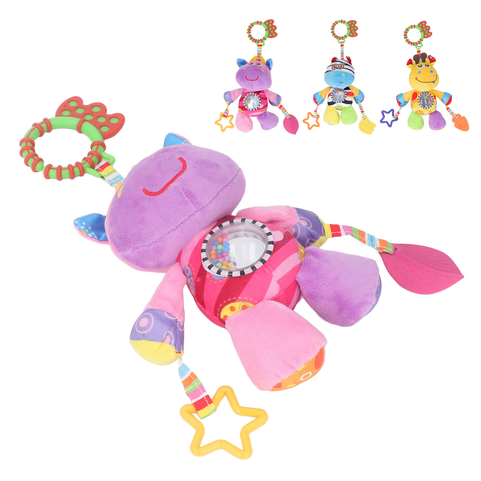 Baby Stroller Plush Rattle Toy Cartoon Animal Hanging Soother Comfort ...