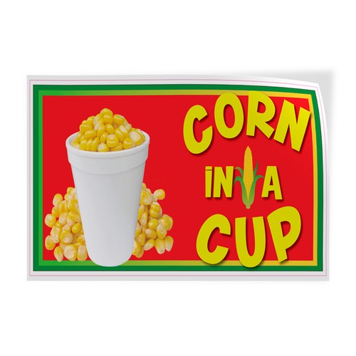 Decal Stickers Corn in A Cup Restaurant Cafe Bar A Vinyl Store Sign ...