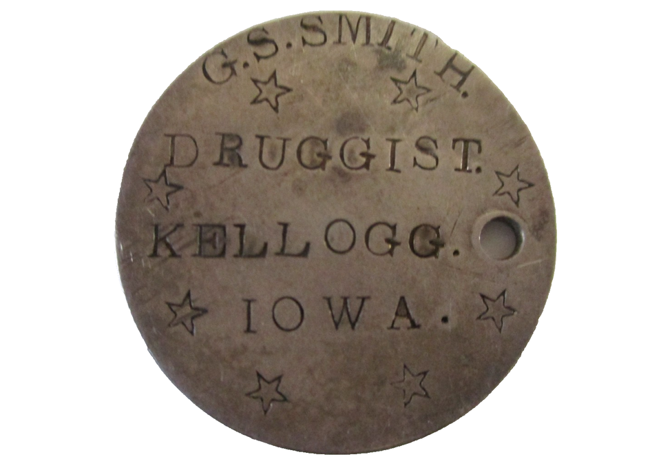 Kellogg Iowa Drug Store Stars Trade Token Civil War Counterstamp US ...