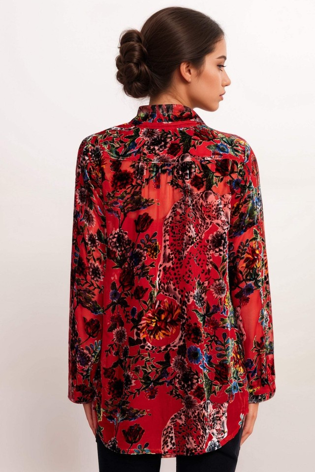 Johnny Was Red Yoella Burnout Tunic Top C23324AO | eBay